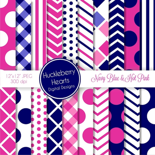 Navy Blue Hot Pink - Etsy