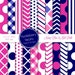 Navy Blue and Hot Pink Patterns Digital Scrapbook Paper, Digital ...