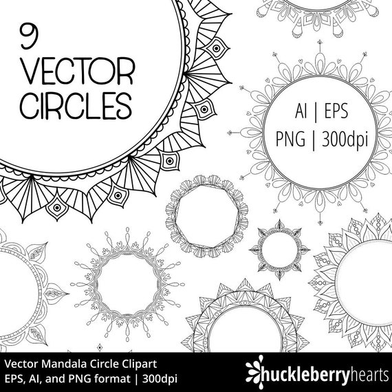 Vector Circles Mandalas Circle Clipart Circle Borders | Etsy