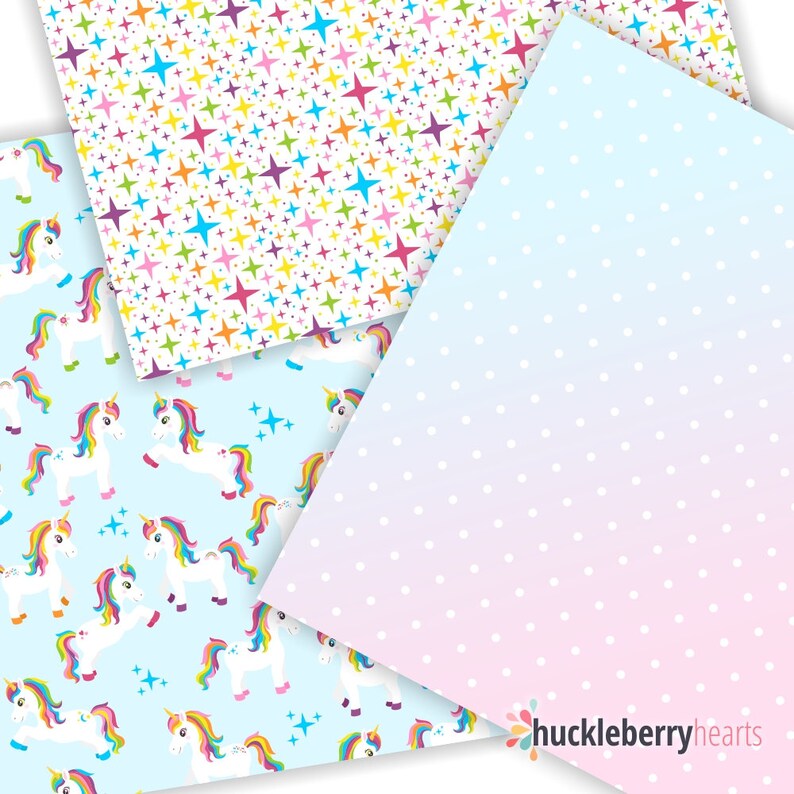 Unicorn Paper Digital Unicorn Paper Unicorn Patterns | Etsy