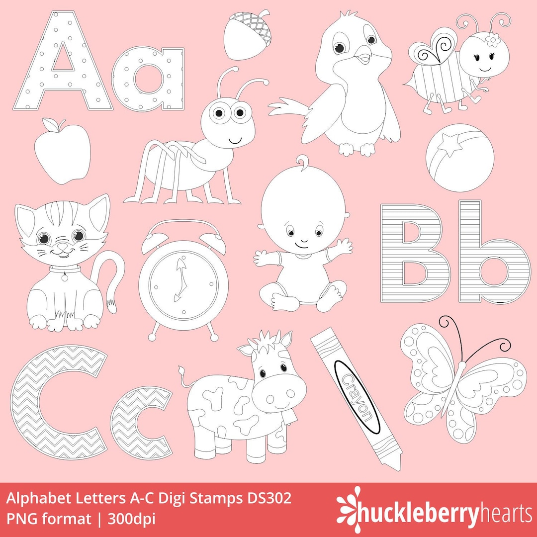 Alphabet Digital Stamps, Black and White, Small Commercial Use, #DS302 ...
