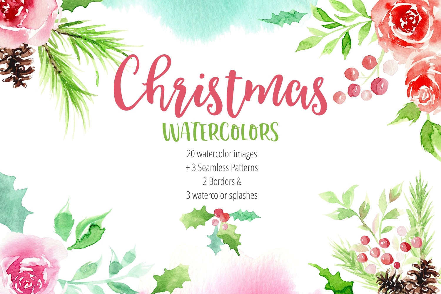 Christmas Watercolor Clipart, Christmas Clipart, Printable, Small ...