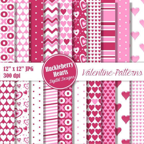 Hearts Digital Paper Red and Pink Valentine's Day - Etsy