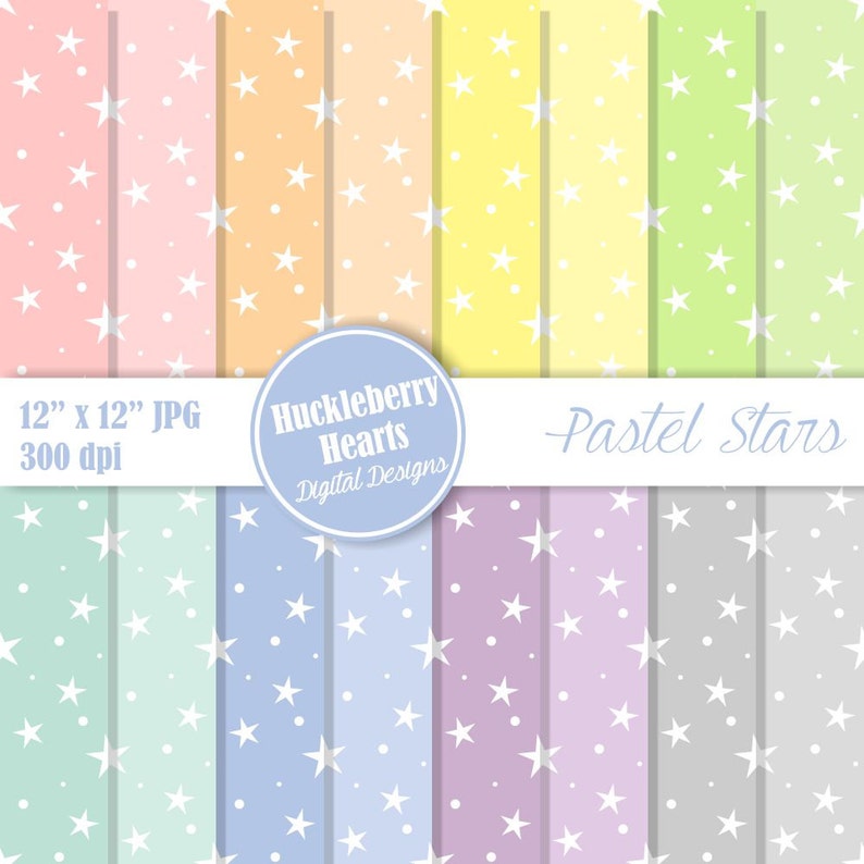 Pastel Stars Digital Paper Pastel Stars Scrapbook Paper Star - Etsy ...