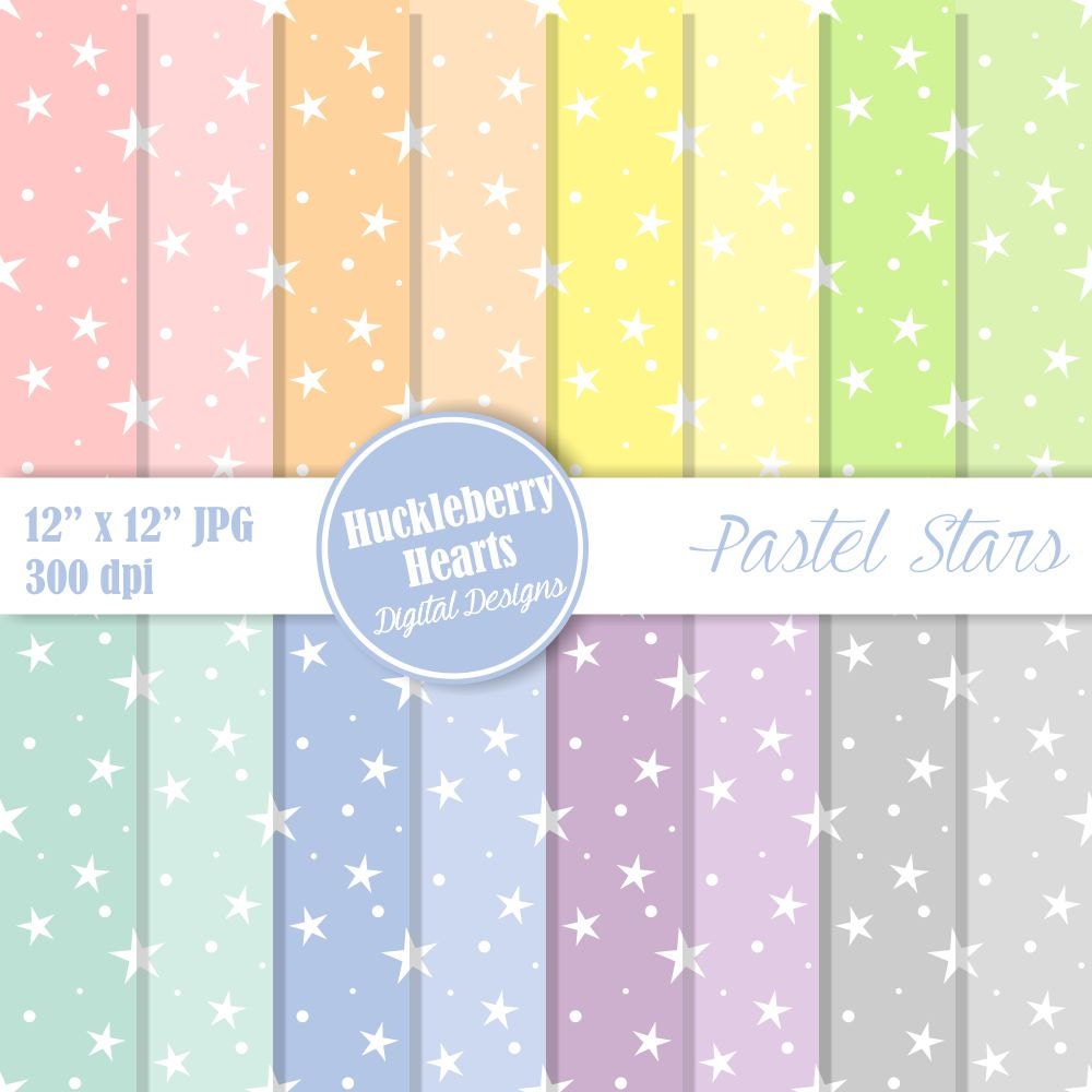 Pastel Stars Digital Paper Pastel Stars Scrapbook Paper Star | Etsy