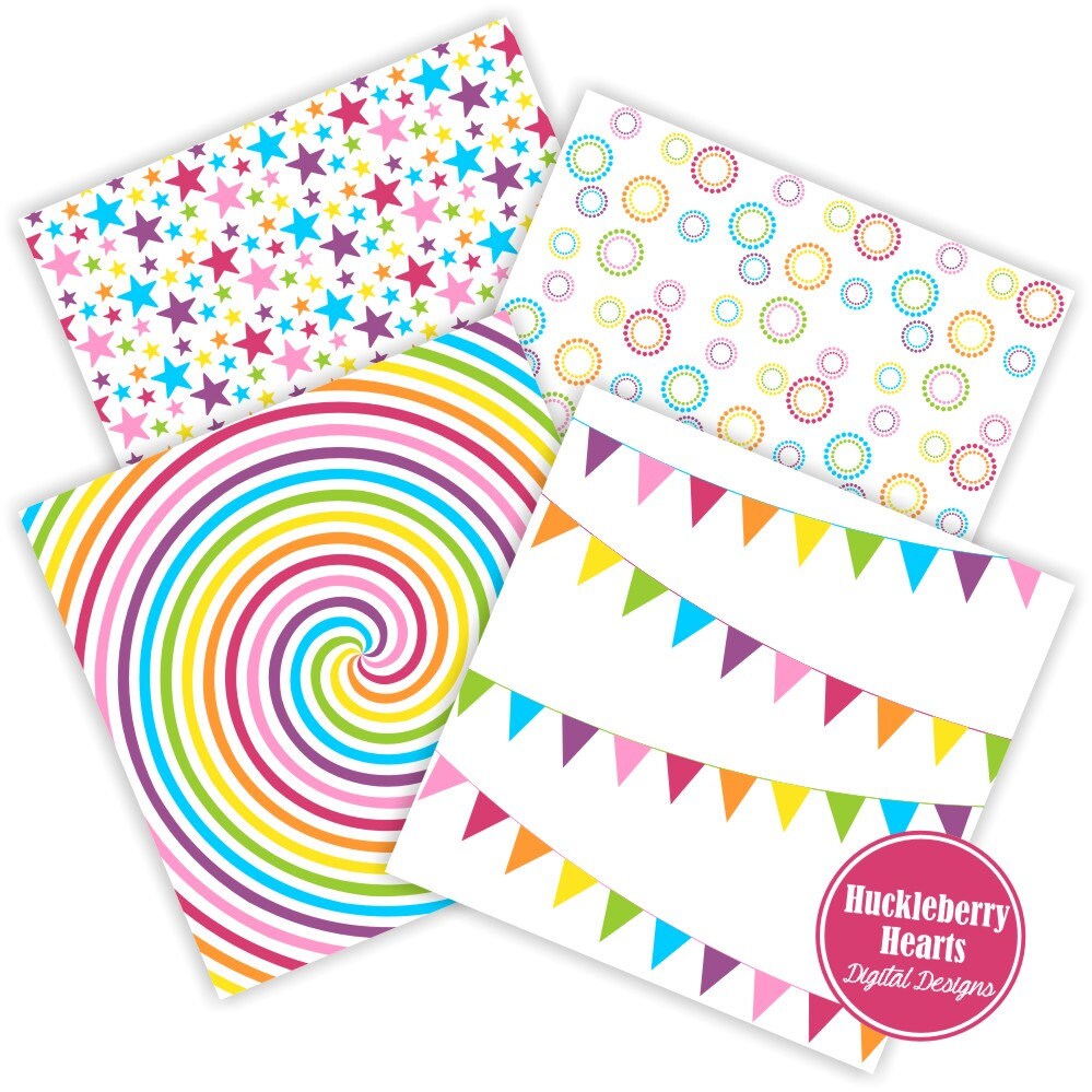 Rainbow Patterns Digital Scrapbook Paper Volume 1 Bright - Etsy