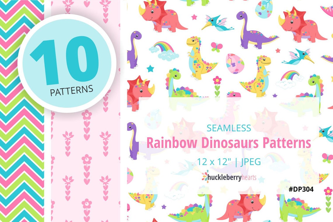Dinosaur Patterns Dinosaur Digital Paper Rainbow Seamless - Etsy