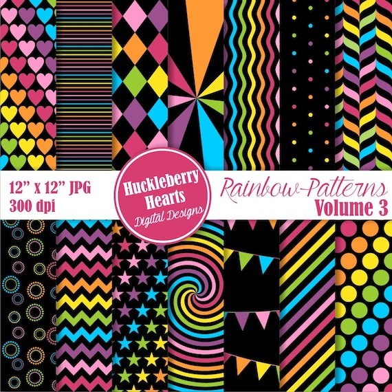 Rainbow Patterns Digital Scrapbook Paper Volume 3 Rainbow - Etsy