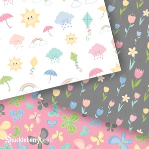 Spring Paper, Spring Digital Scrapbook Paper, Flower Paper, Printable ...