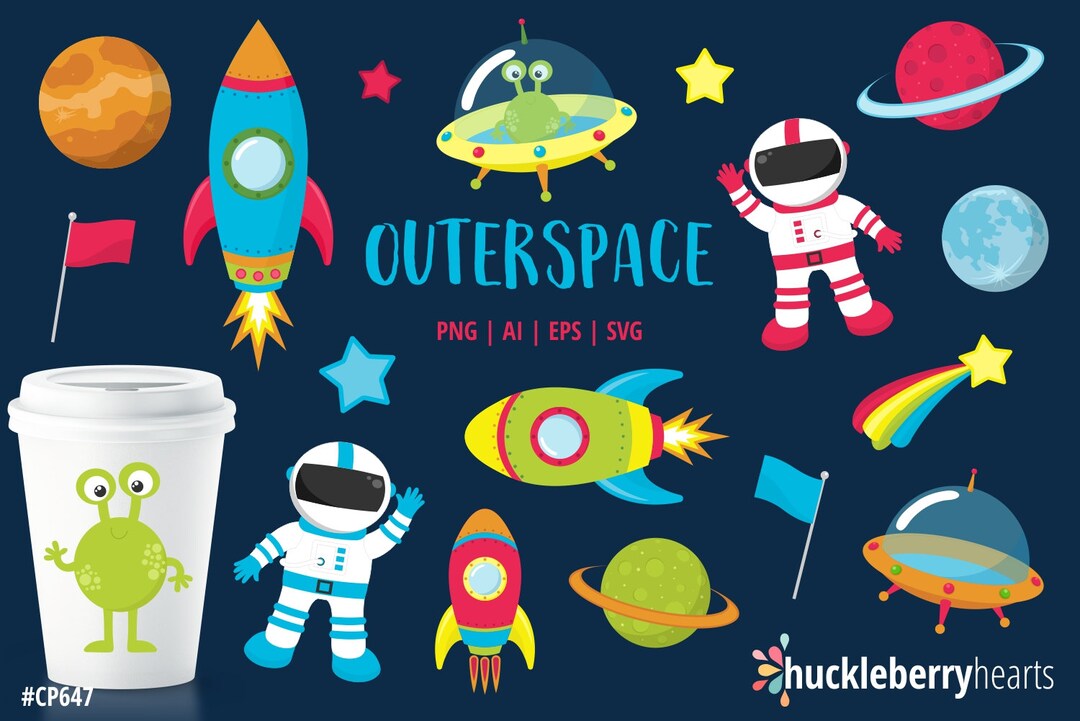 Outer Space Clipart, Astronaut Clipart, Outer Space SVG Bundle ...