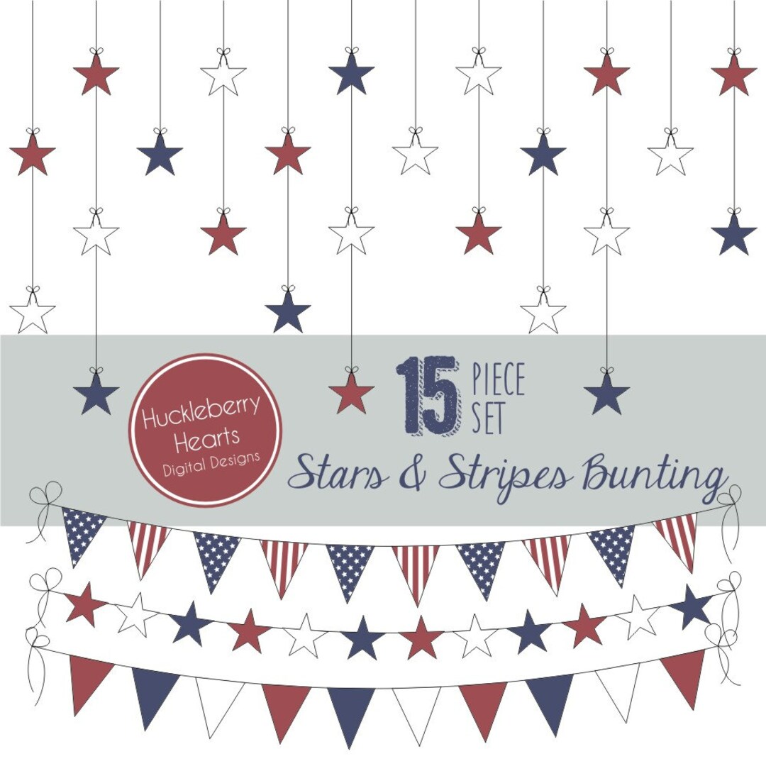 Stars and Stripes Bunting Set, Digital Bunting, Star Strings, Fourth of ...