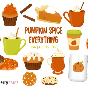 Pumpkin Spice Clipart | Fall Food SVG Bundle | Autumn Treats PNG ...