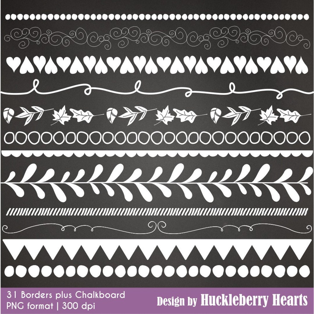 31 Piece Digital Borders Clip Art, Flourishes, Hand Drawn, Doodle ...