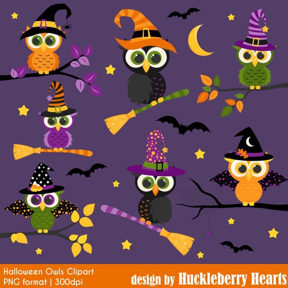 Cute Halloween Owls Clip Art