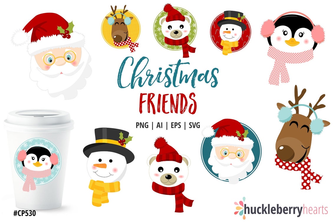 Christmas Clipart Christmas Faces Christmas Characters - Etsy UK