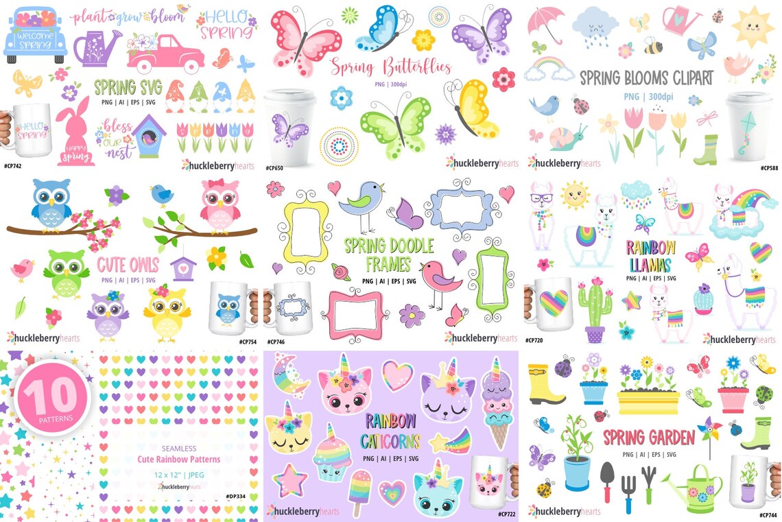 Spring Clipart Bundle Spring SVG Bundle Spring Graphics - Etsy