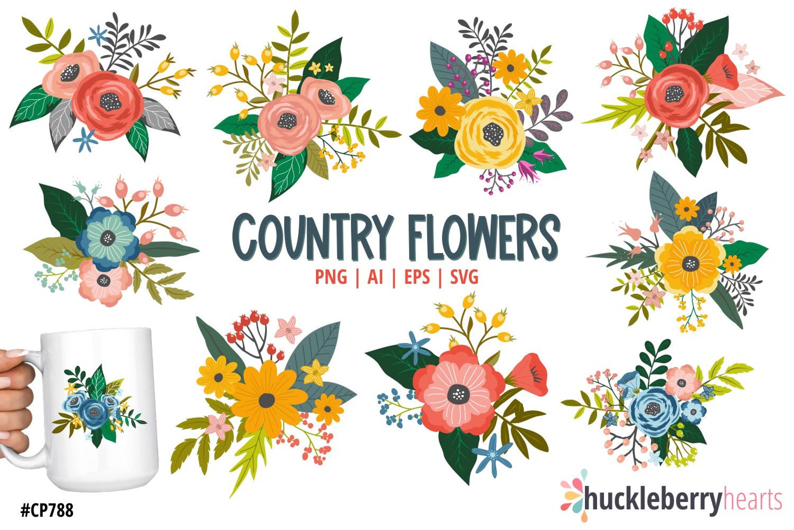 Flower Clipart, Summer Flower Clipart, Flower SVG Bundle, Cute Flower ...