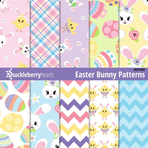 Easter Bunny Digital Paper Bright Easter Seamless Patterns - Etsy
