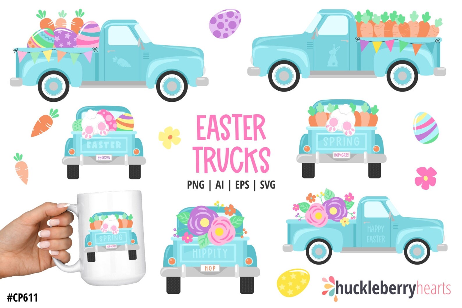 Easter Clipart Easter SVG Easter Trucks Clipart Easter - Etsy