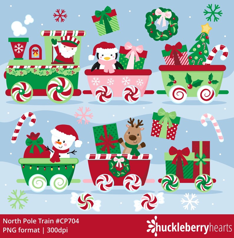Christmas Train Clipart, Christmas SVG Bundle, Santa PNG, Candy Cane ...