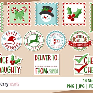 Christmas Mail Stickers, Christmas Printable Stickers, Christmas ...