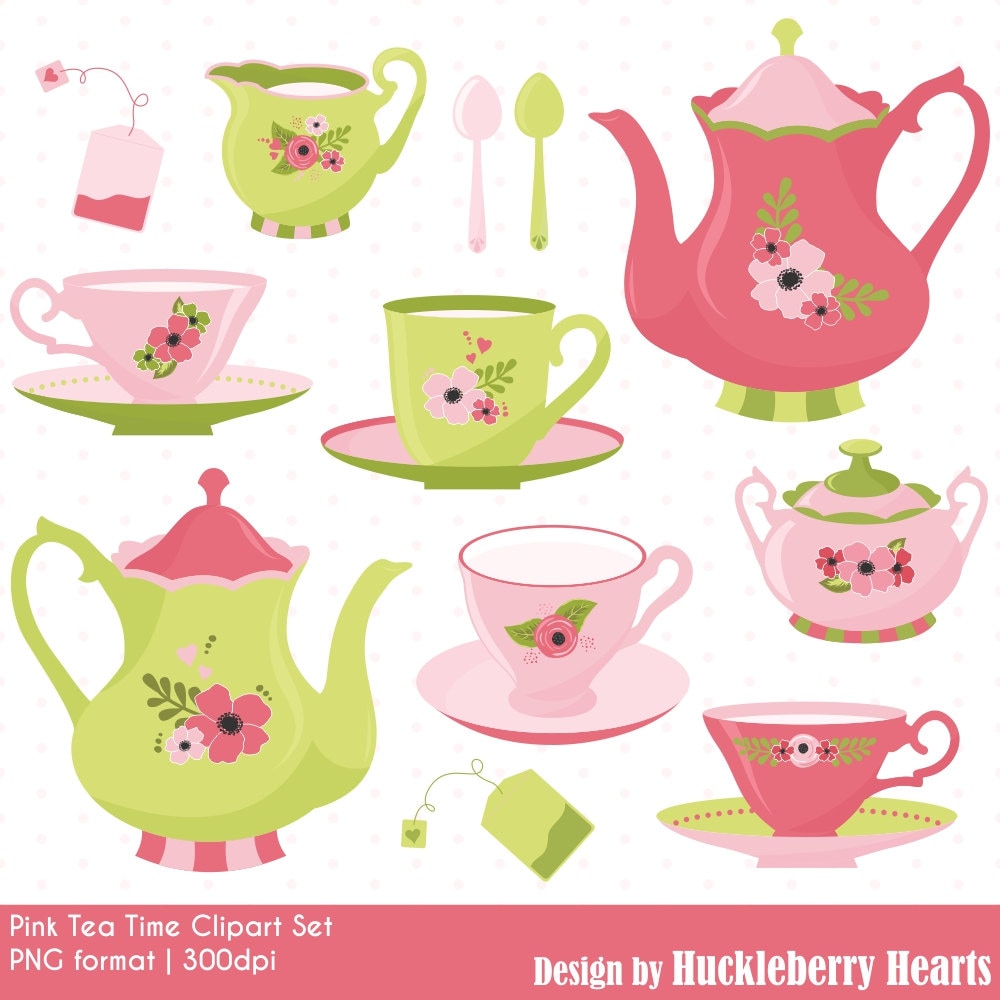 Tea Time Clipart Tea Party Clipart Tea Clipart Tea Cups | Etsy