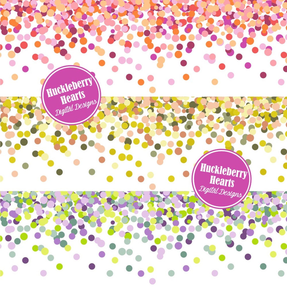 Digital Confetti Confetti Border Confetti Clipart Confetti - Etsy