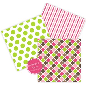 Baby Girl Pink and Green Digital Scrapbook Paper, Digital Background ...