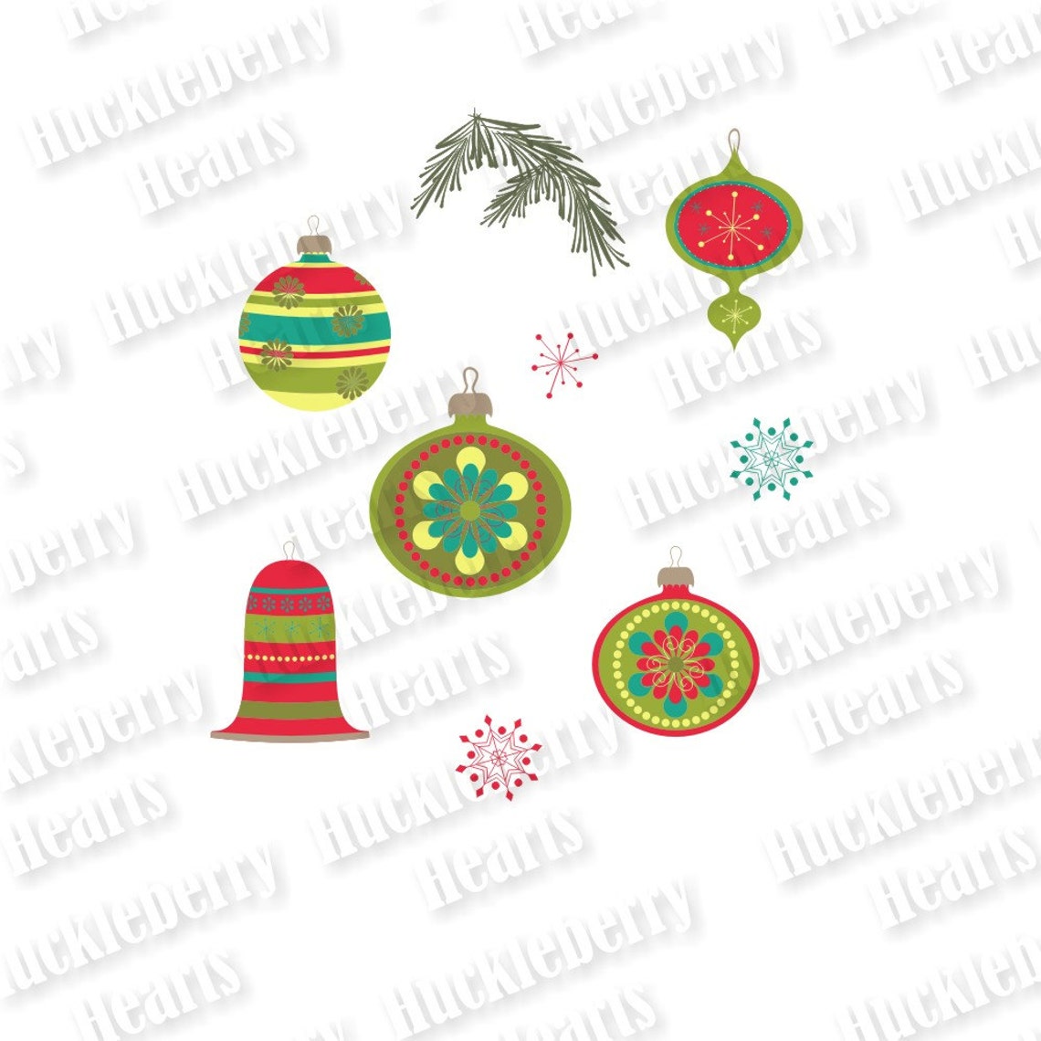 Retro Style Holiday Ornaments Scrapbook Paper Clip Art - Etsy