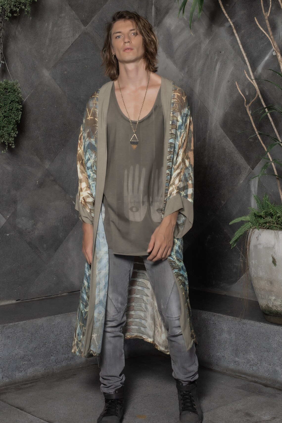 Boho Robe for Men Long Sleeve Kimono Lightweight Open - Etsy