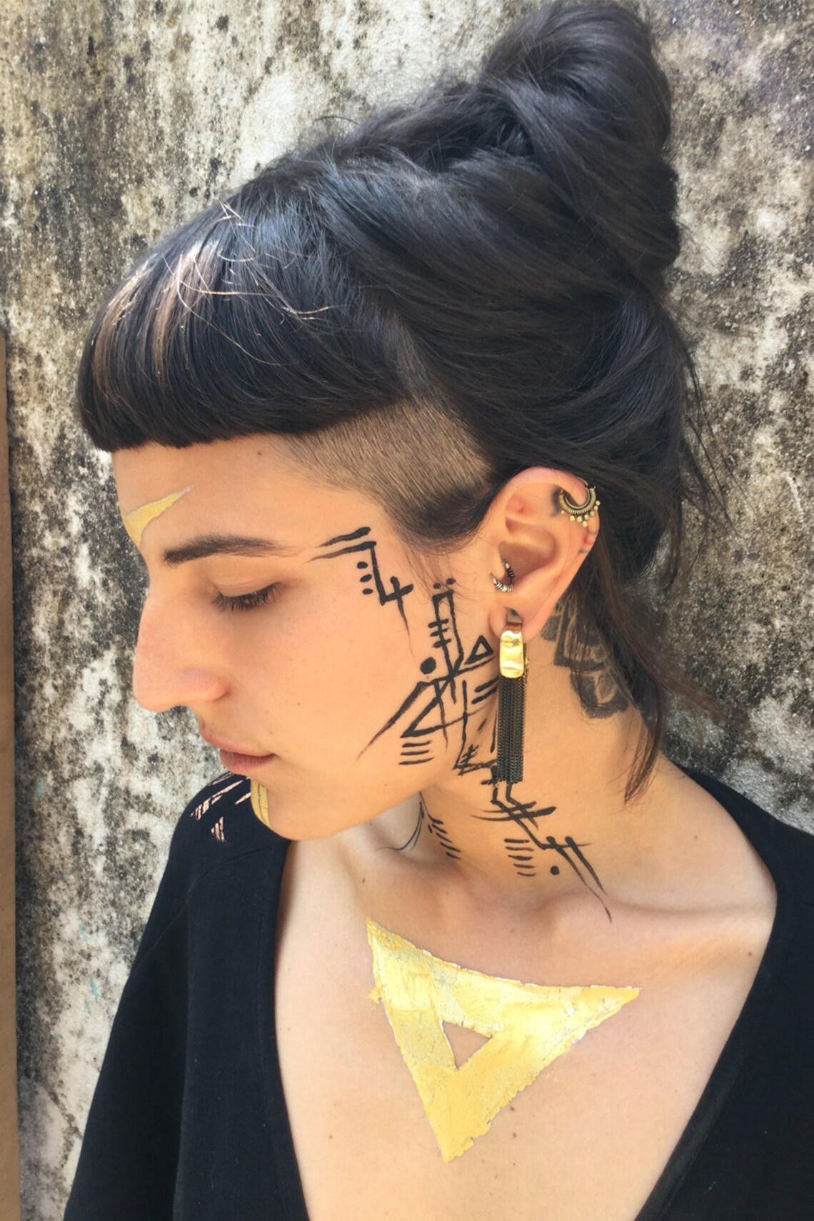 Gold Brass Dangle Gauge Earrings, Women's Brass Gauge Drop Earrings ...