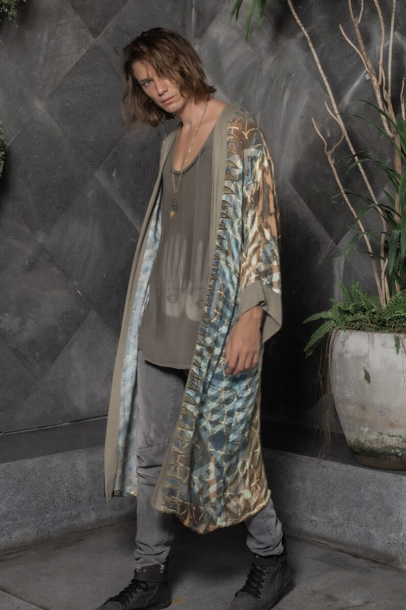 Boho Robe for Men Long Sleeve Kimono Lightweight Open - Etsy