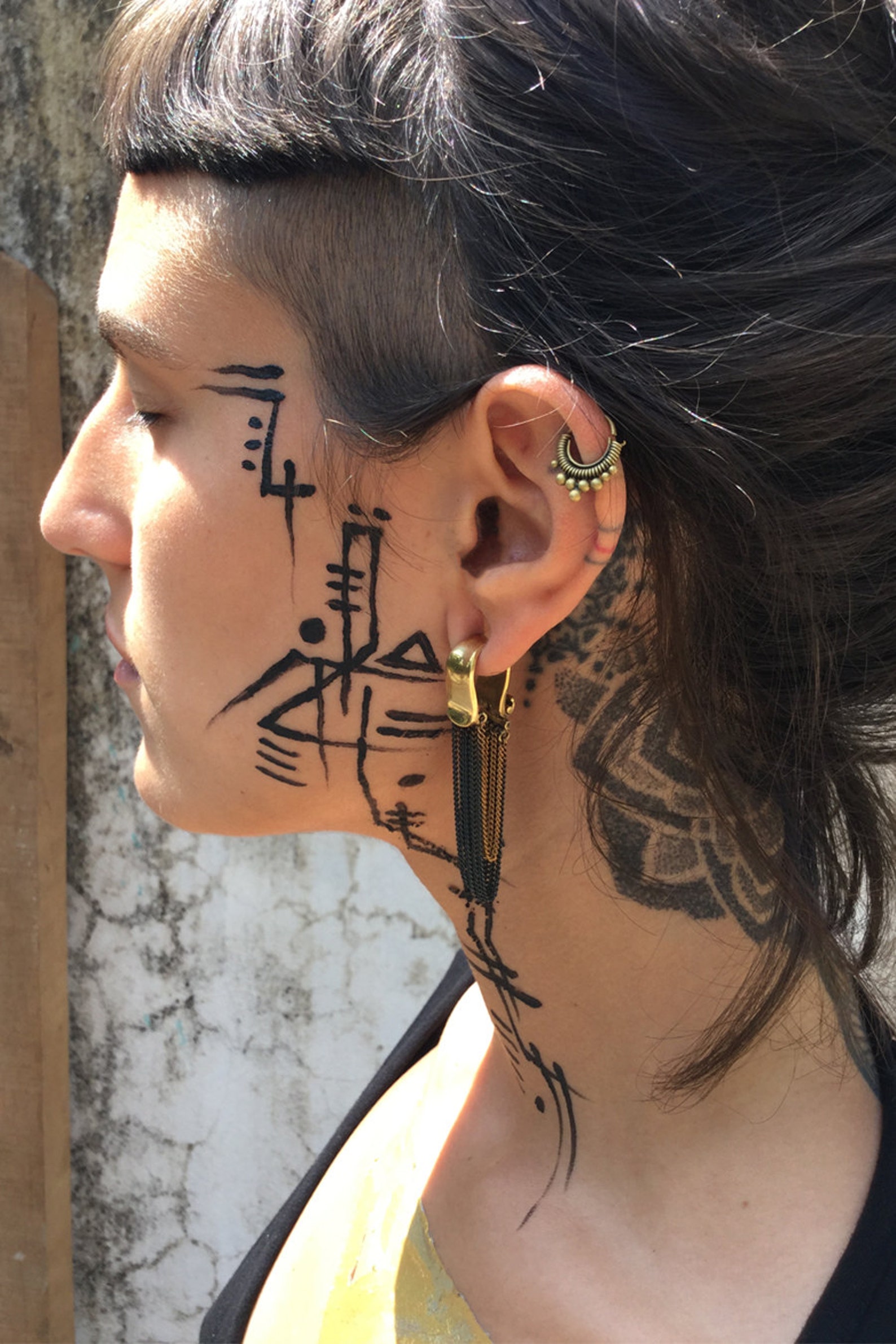 Gold Brass Dangle Gauge Earrings, Women's Brass Gauge Drop Earrings ...