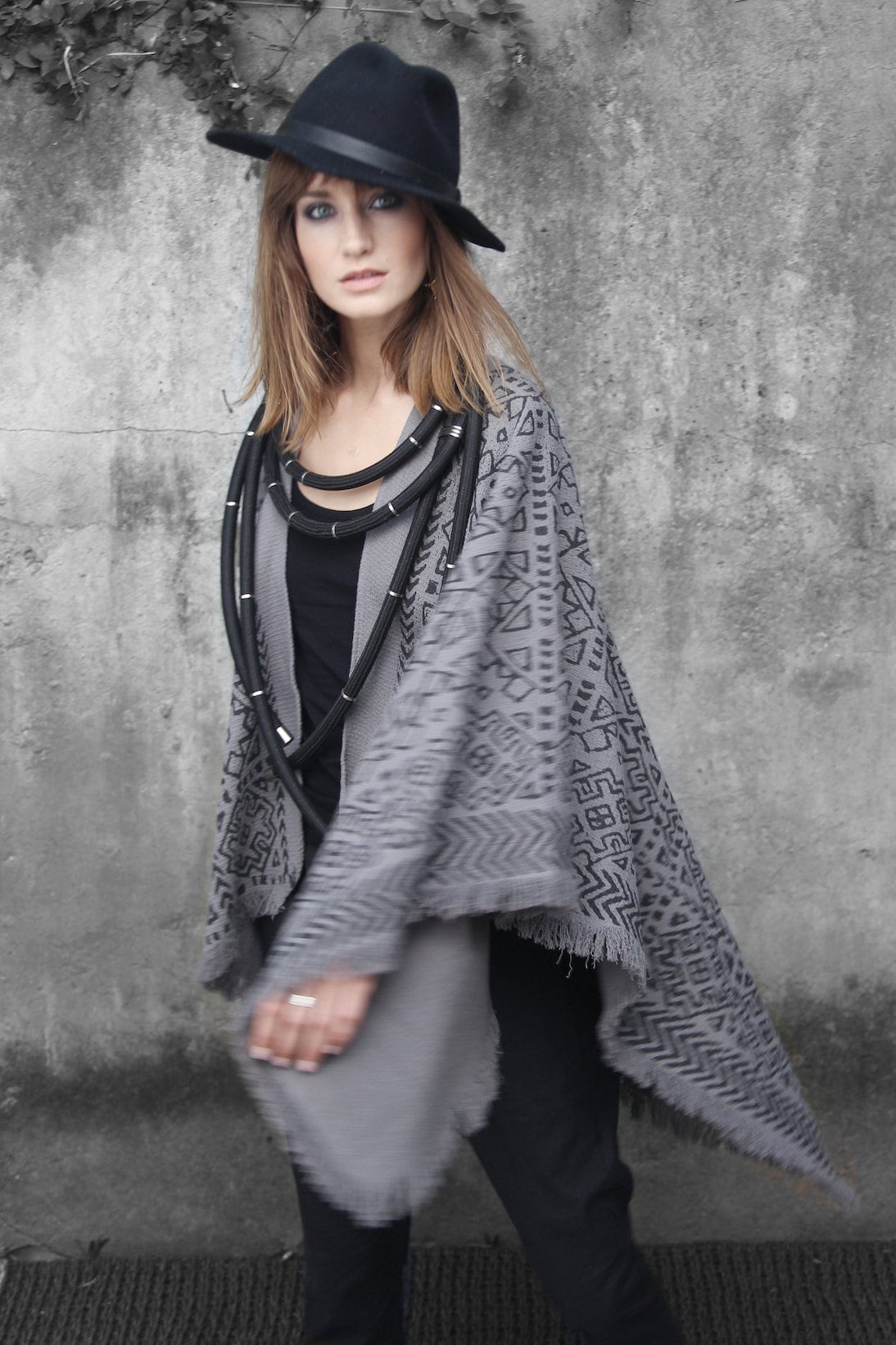 Grey Cotton Poncho, Women Ponchos, Bohemian Clothing, Boho Poncho ...