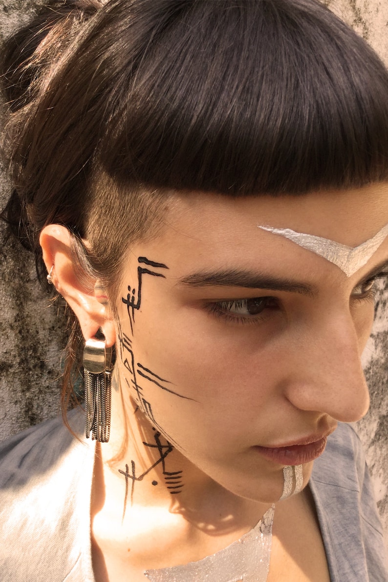 Boho Women's Gauge Earrings, White Brass Black Drop Earrings, Large ...