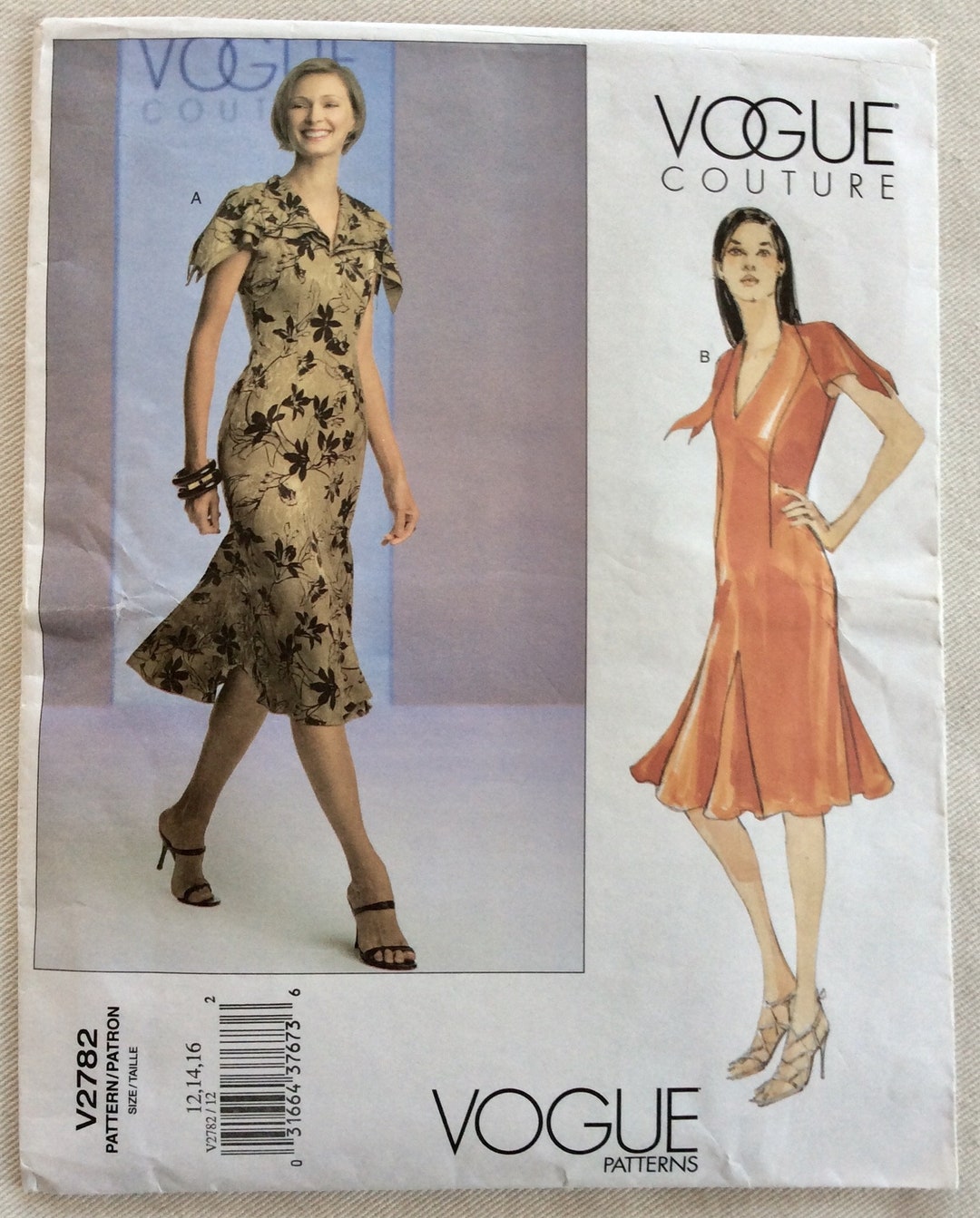 Vogue Couture Pattern 2782 Fit & Flare Lined Cocktail Dress V-neck Opt ...