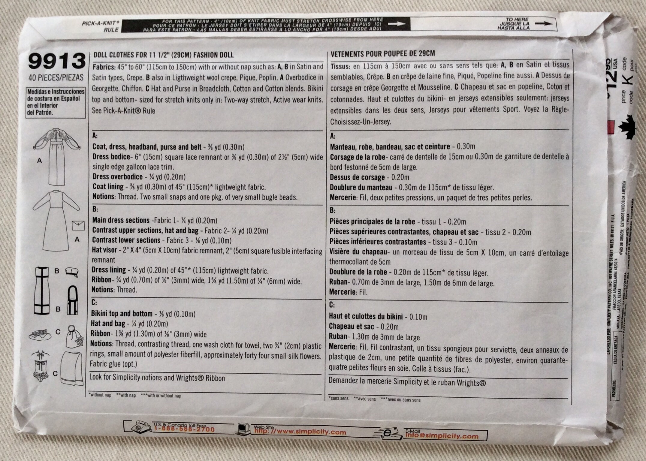 Simplicity Pattern 9913 Swinging 60s Doll Collector's Club 11.5 Inch ...