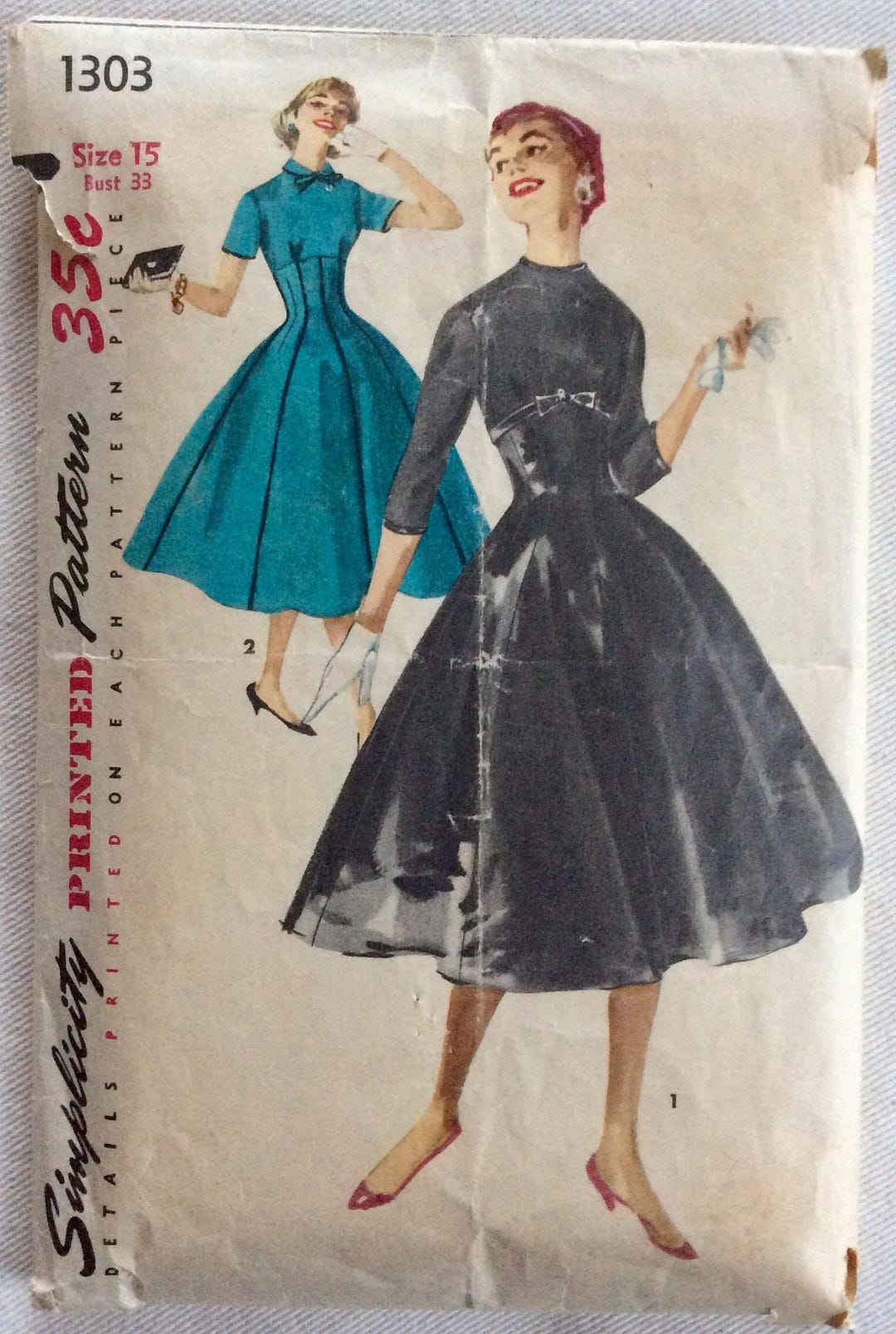 Simplicity Pattern 1303 Classic 50's Fit/flared Dress Empire Waist ...
