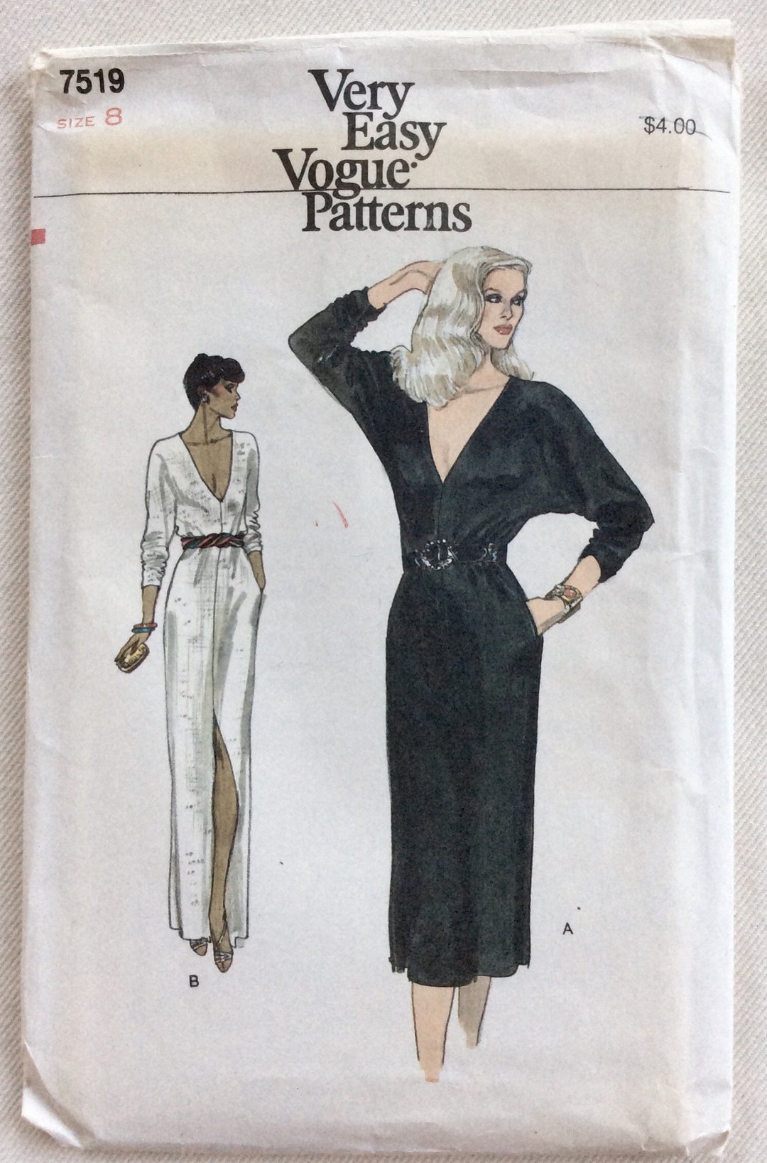 Vogue Pattern 7519 - Plunging V Front & Back Pullover Cocktail or ...