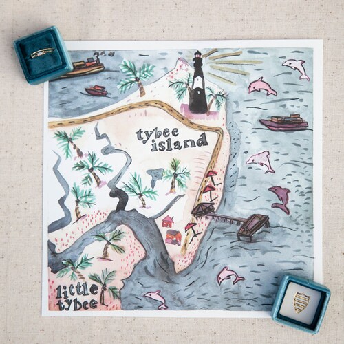 Tybee Island Georgia Beach Map Print. Georgia Art Travel and - Etsy