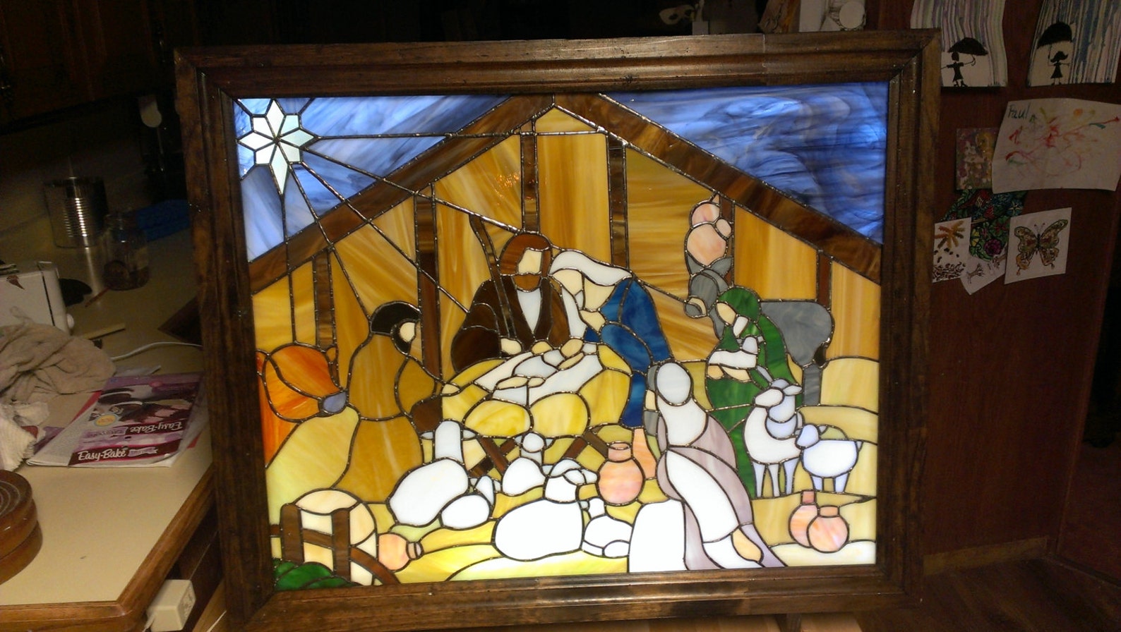 Stained Glass Nativity Panel in a Light Box Frame & Stand - Etsy