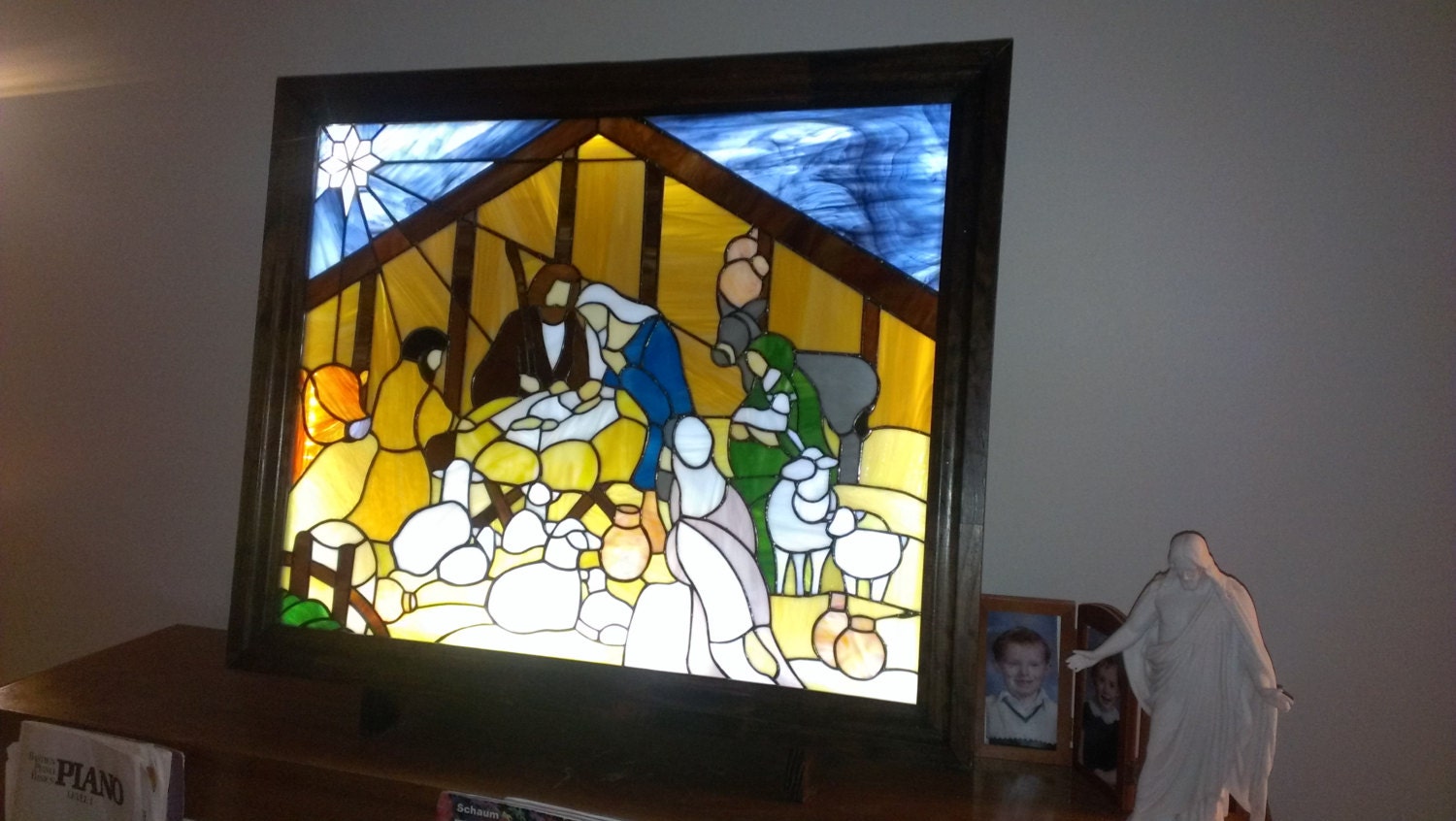 Stained Glass Nativity Panel in a Light Box Frame & Stand - Etsy