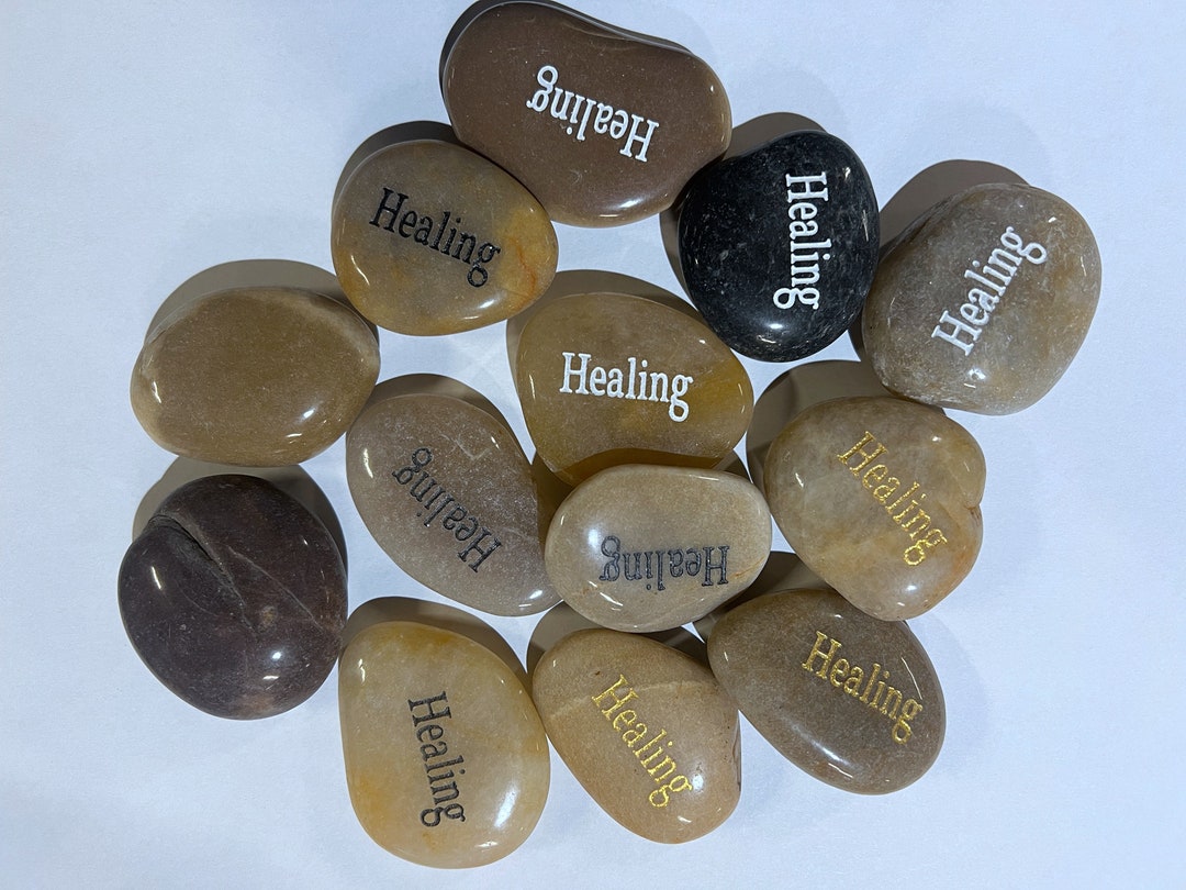 Lot of 100pcs Smooth Polished Engraved Inspirational Positive Message ...