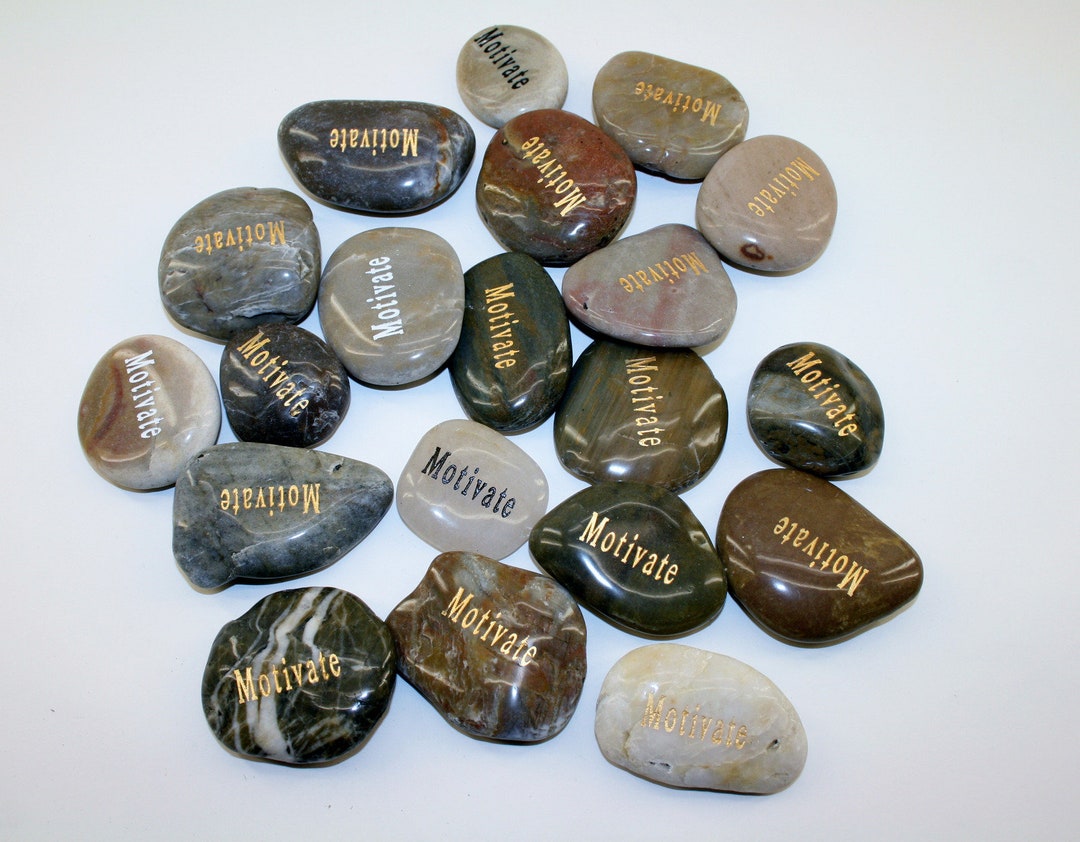 Lot of 20pcs Smooth Polished Engraved Inspirational Positive Message ...