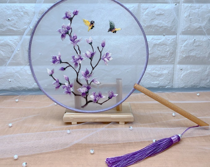 Chinese Fan Embroidery Fan Tassel Fan Oriental Chinese Double-sided ...