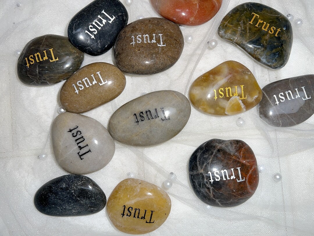 Lot of 20pcs Smooth Polished Engraved Inspirational Positive Message ...