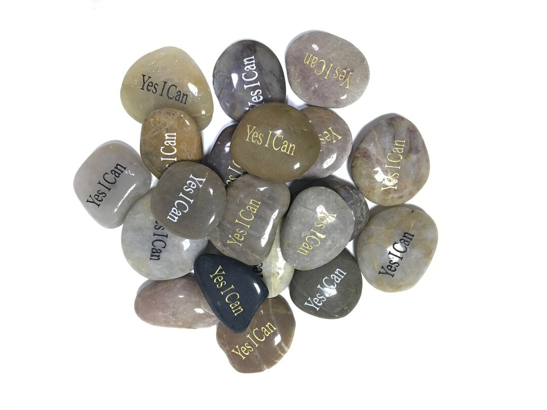 Lot of 100pcs Smooth Polished Engraved Inspirational Positive Message ...