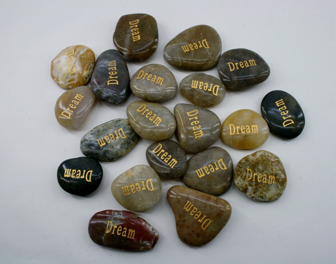 Lot of 100pcs Smooth Polished Engraved Inspirational Positive Message ...