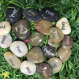 Lot of 20pcs Smooth Polished Engraved Inspirational Positive Message ...