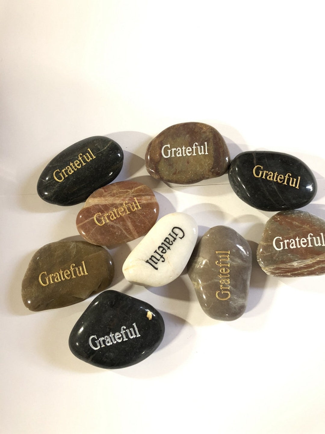 Lot of 20pcs Smooth Polished Engraved Inspirational Positive Message ...